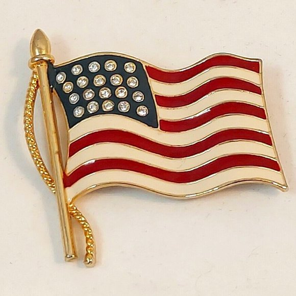 Unbranded | Jewelry | Usa American Flag Rhinestones Broochpin Enamel ...